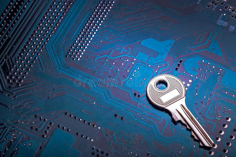Background Image of Key on a Microchip Stock Photo - Image of banking ...