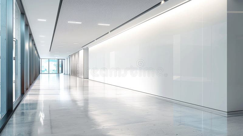 Background Image of Minimalist Hallway with Modern Lighting and Windows ...