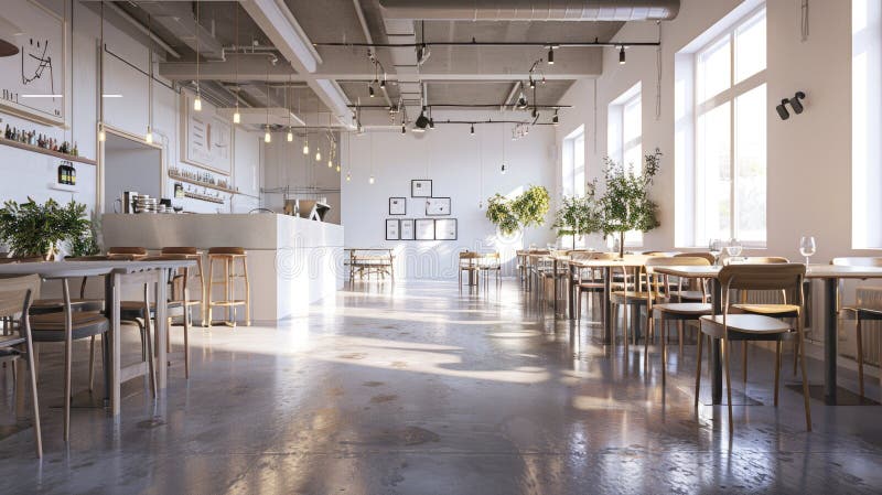 Background Image of Modern Cafeteria with Industrial Design, Tables ...