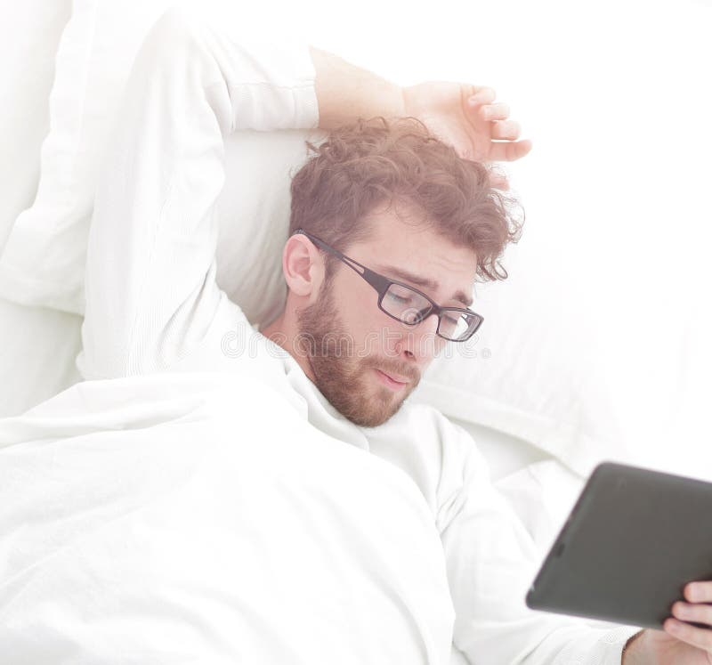 Background Image . Modern Man Reading on Digital Tablet Stock Image ...