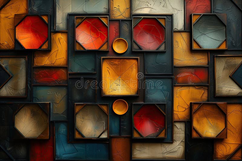 3d Render of Abstract Background with Geometric Shapes and Colorful ...