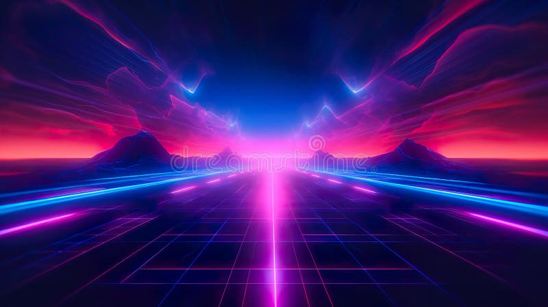 A Background Image that is Neon Blue and Purple, Inspire by 80s Retro ...
