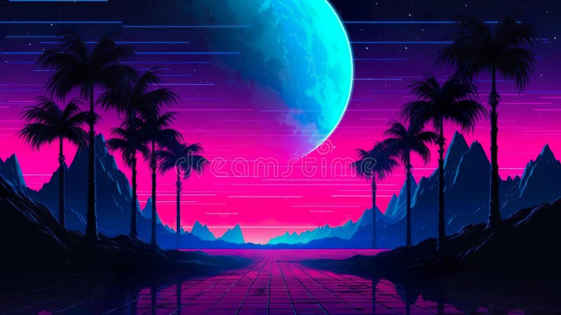 A Background Image that is Neon Blue and Purple, Inspire by 80s Retro ...