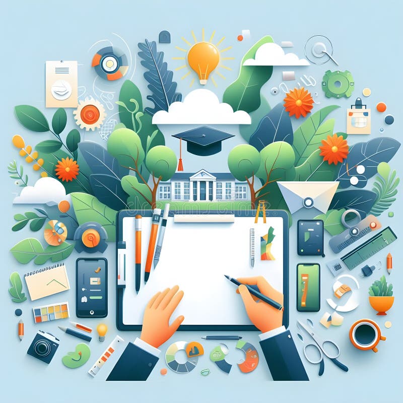 A Background Image for Online Courses. Stock Illustration ...