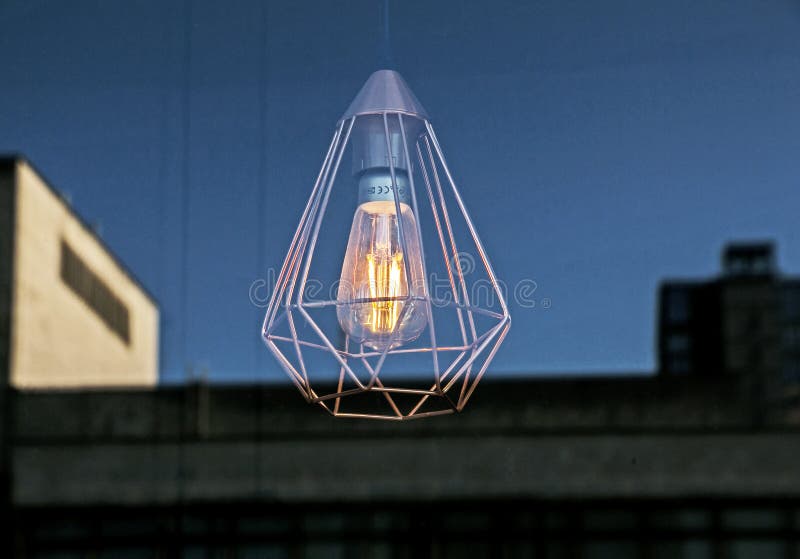 Background Image of an Outdoor Lamp, Focus on a Classic Light Bulb with ...