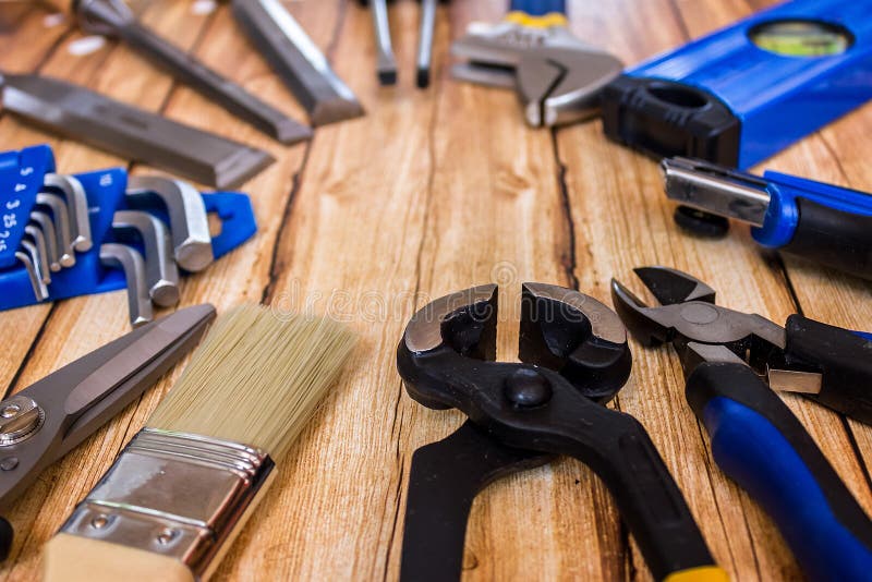 Scattered Tools for Construction and Repair Stock Photo - Image of ...