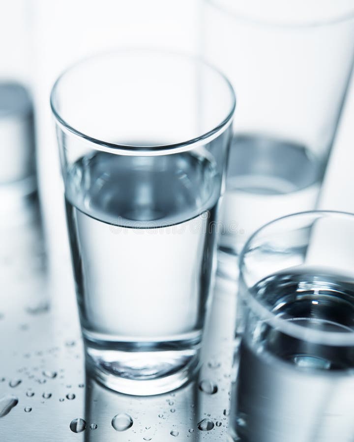 Selective Focus Water Glasses Filled with Water Stock Image - Image of ...