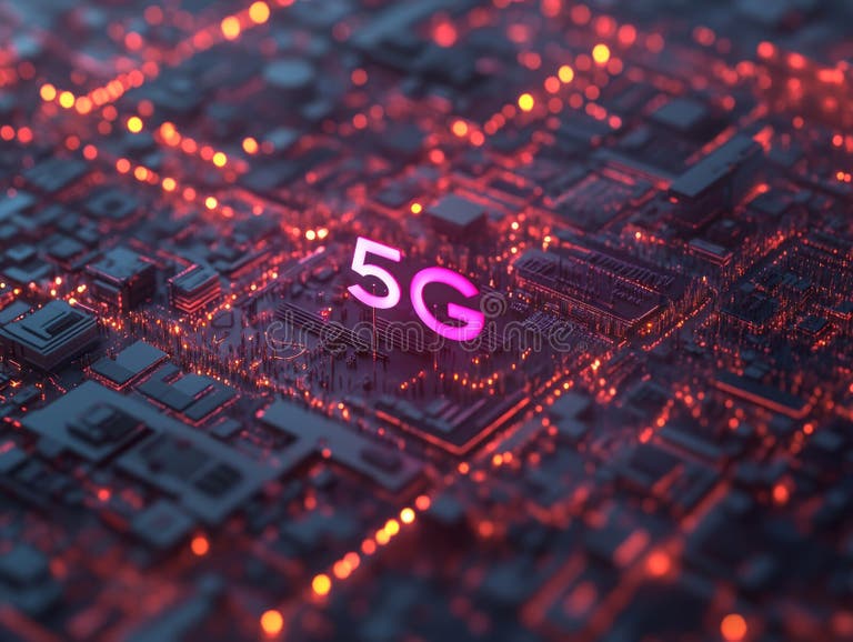 Background Image Shows a 5G Global Network Technology Communication ...
