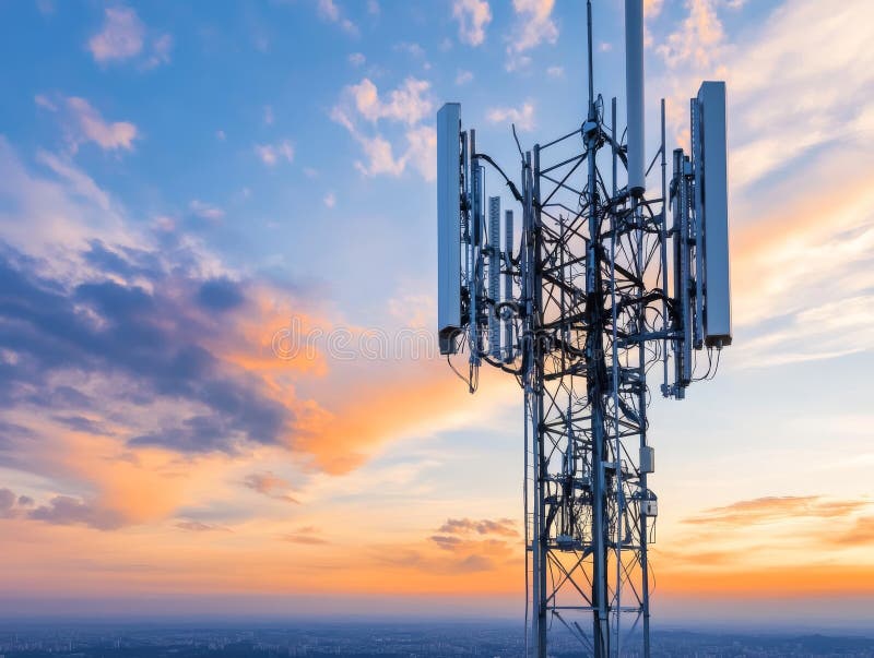 Background Image Shows a 5G Global Network Technology Communication ...