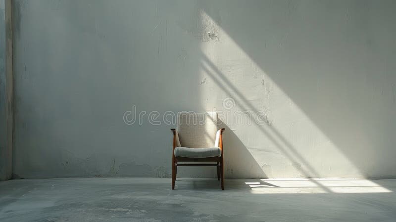 Background Image of Single Chair in an Empty Room at Wall with Sunlight ...