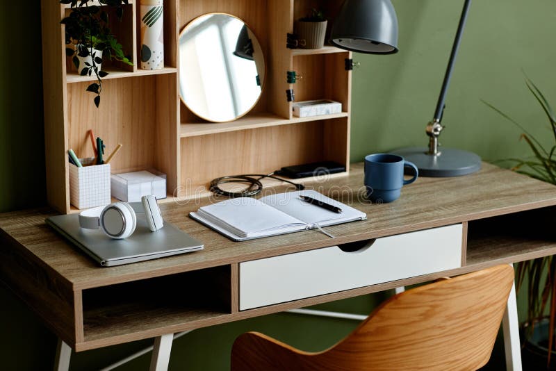 Students Workplace Desk on Green Stock Photo - Image of elegance ...