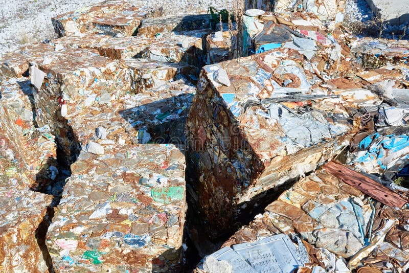 Trash Blocks at Waste Processing Factory Stock Photo - Image of outside ...