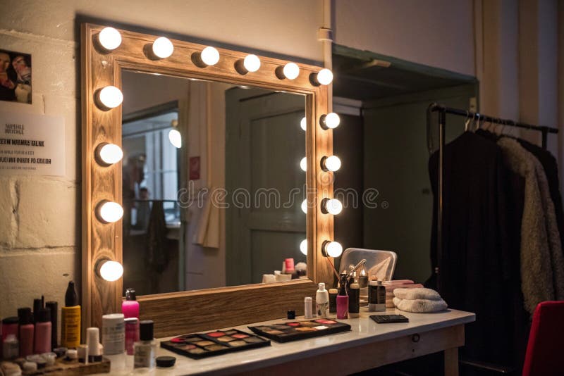 Background Image of Vanity Mirror Backstage in Theater Dressing Room ...