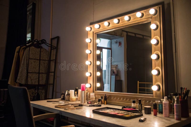 Background Image of Vanity Mirror Backstage in Theater Dressing Room ...