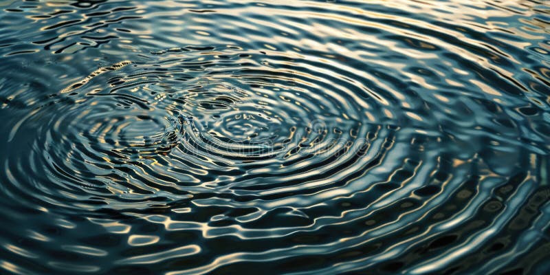 A Background Image of Water Dropping and Create Ripples in Blue Light ...
