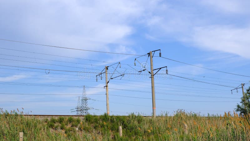 Electric Pole with Wires in the Countryside Stock Image - Image of ...