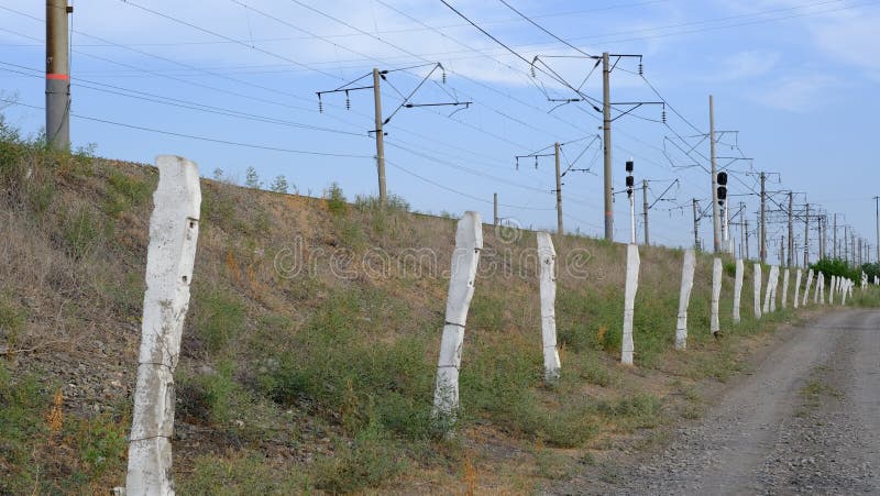 Electric Pole with Wires in the Countryside Stock Image - Image of ...