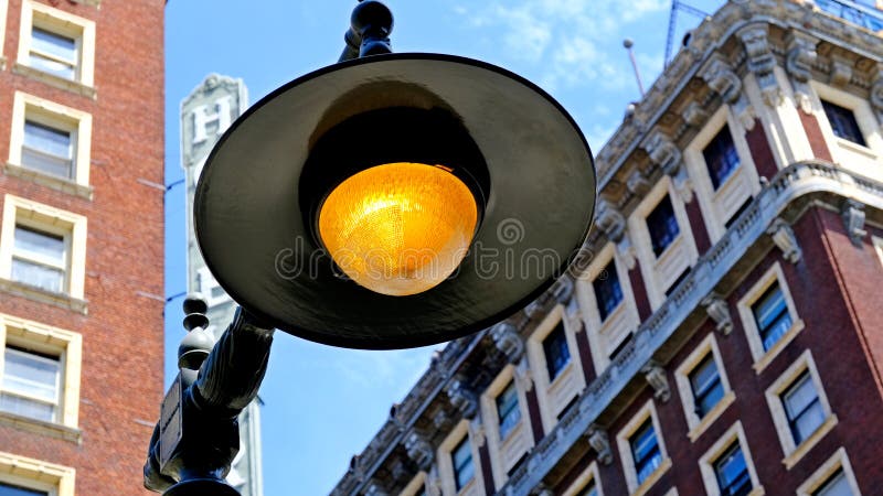 Street Lamp in Los Angeles stock photo. Image of bulb - 182746680