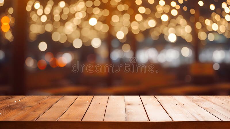 Background Image of Wooden Table in Front of Abstract Blurred ...