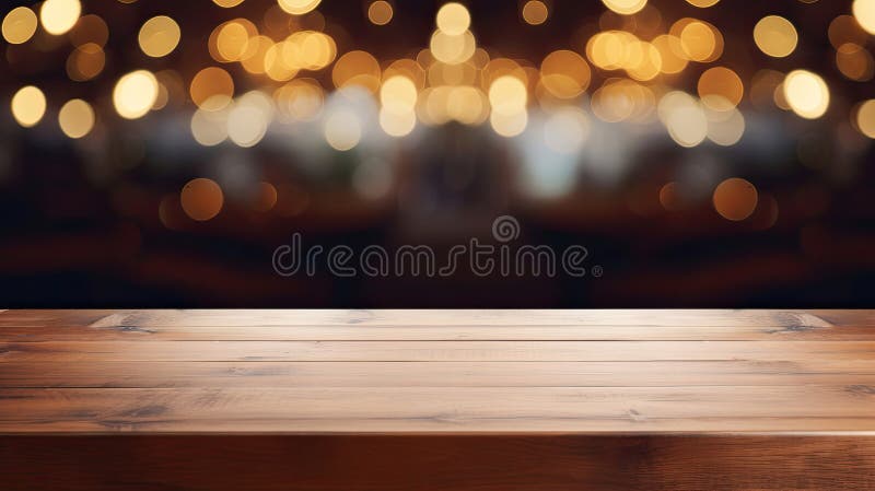 Background Image of Wooden Table in Front of Abstract Blurred ...