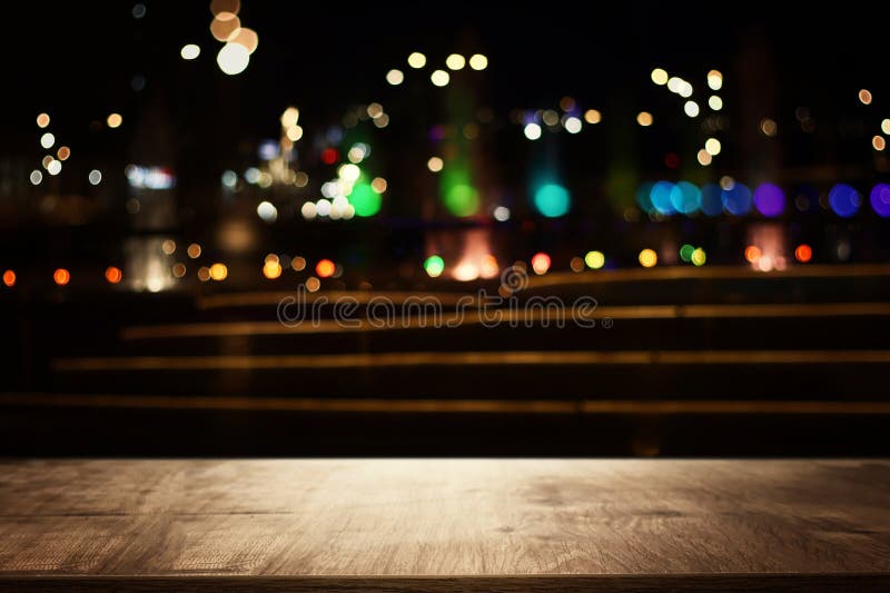 Background Image of Wooden Table in Front of Abstract Blurred ...