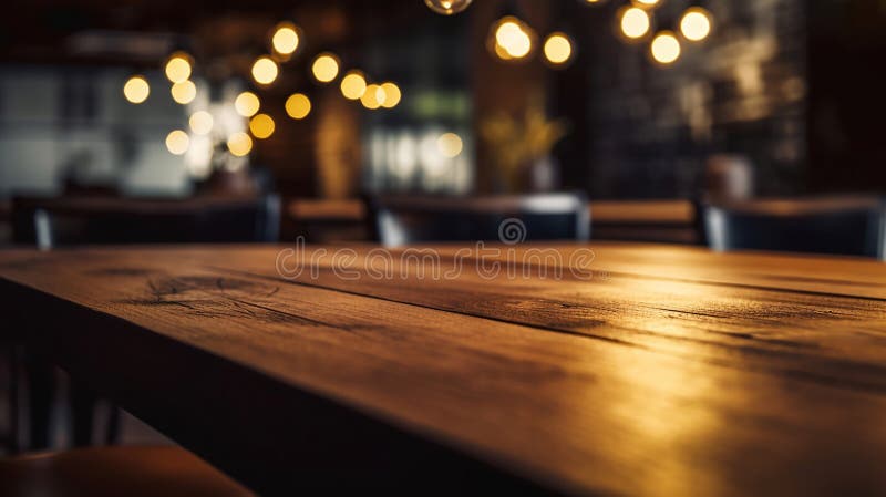 Background Image of Wooden Table in Front of Abstract Blurred ...