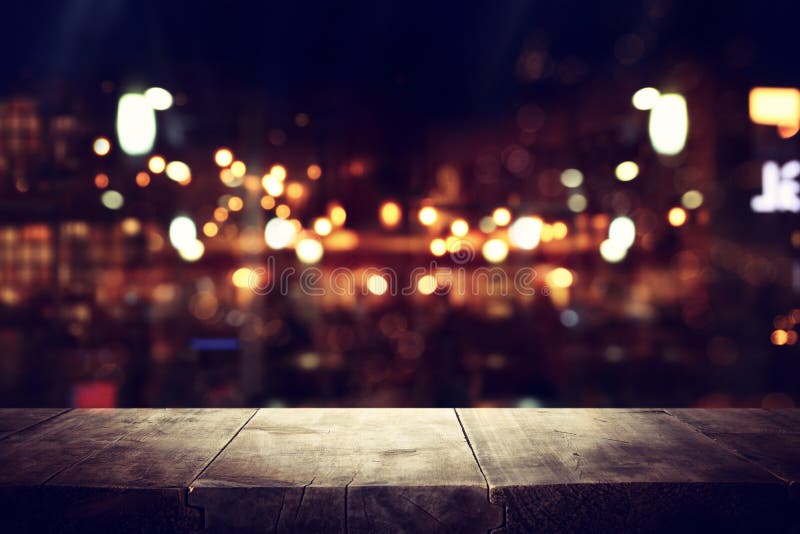 Background Image of Wooden Table in Front of Street Abstract Blurred ...