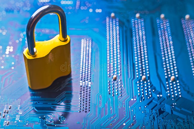 Background Image of Metal Lock on a Microchip Stock Photo - Image of ...