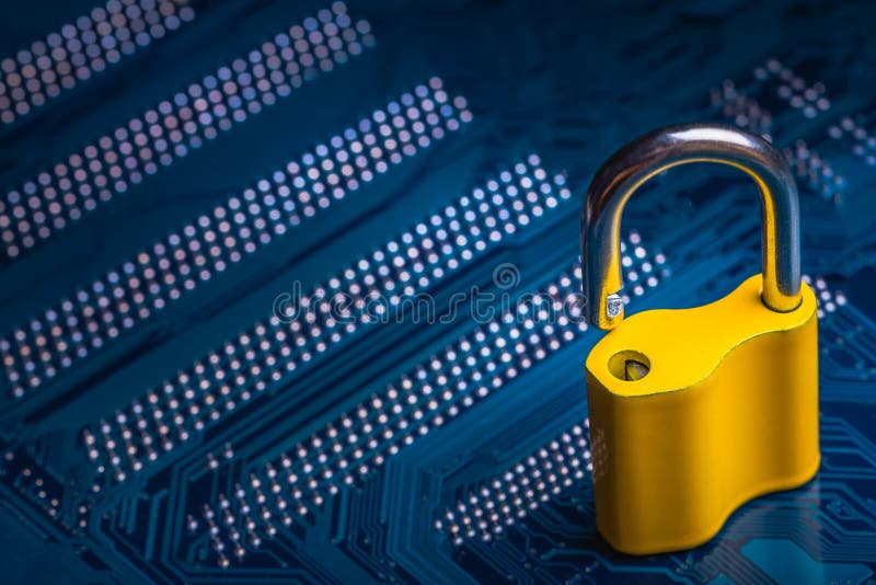 Background Image of Metal Lock on a Microchip Stock Photo - Image of ...