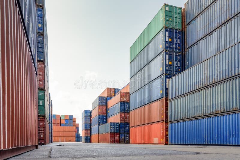 Background Industrial Container Yard Prepare for Exporting Goods or ...