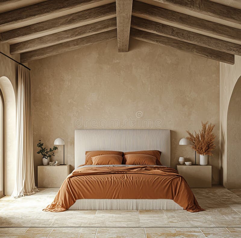 Background of an Interior Bedroom of a Nomadic Home, Rendered in 3D Stock Image - Image of ...