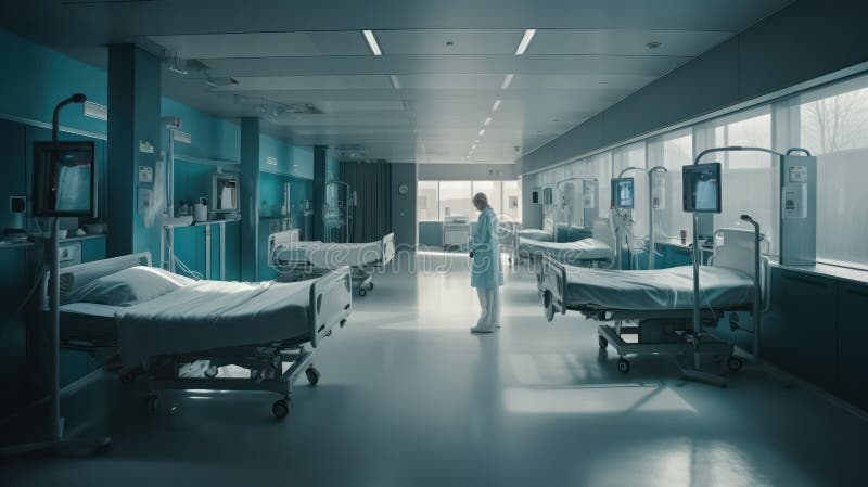 Background of the Interior of a Modern Hospital with an Empty Long Room ...