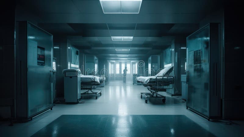 Background of the Interior of a Modern Hospital with an Empty Long Room ...