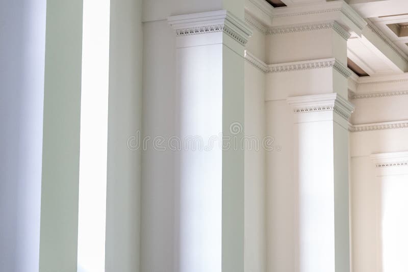Background of Interior Wall with White Columns in Row Stock Photo ...