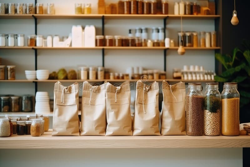 Background of Interior in Zero Waste Shop. Products in Plastic Free ...