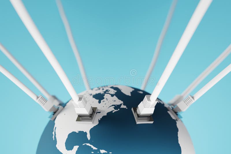 The Background of the Internet Cable Connected To the Earth,3d Stock ...