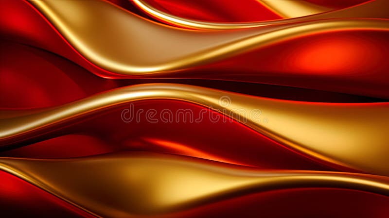 The Background with Intertwined Golden and Abstract Red Forms Stock ...