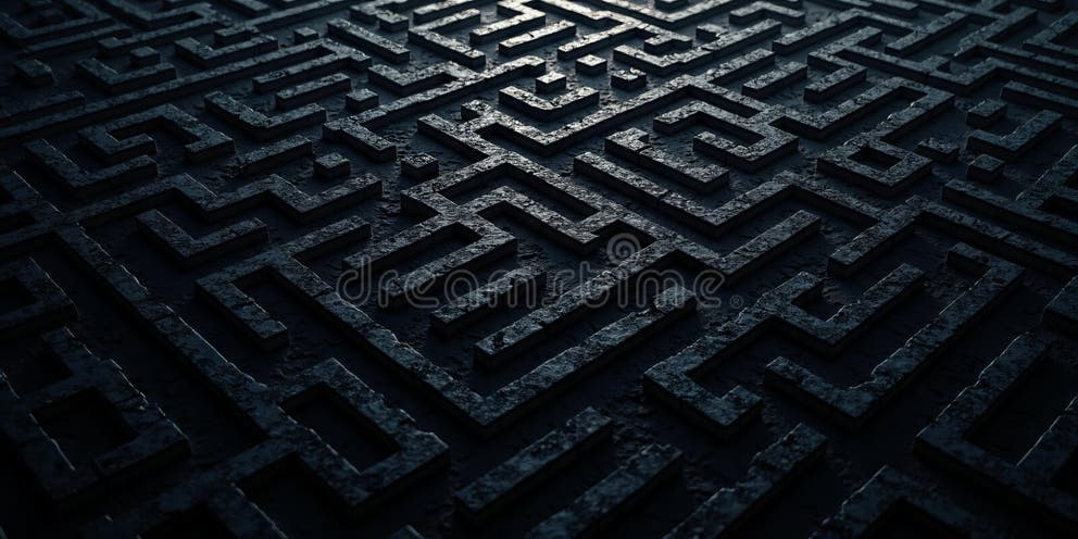 Background of Intricate Metal Maze Pattern Against Dark Background ...