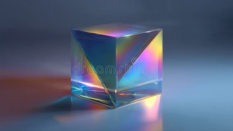 Background with Iridescent Prism Cube and Soft Gradient Glow Stock Illustration - Illustration ...