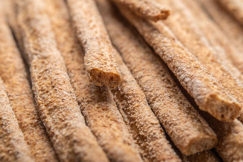 Background from Italian Traditional Rye Bread Grissini. Selective Focus ...