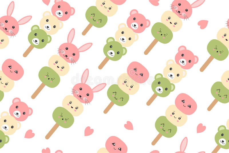 Background of Japanese Dango Dessert. Vector of Japanese Dessert Dango ...