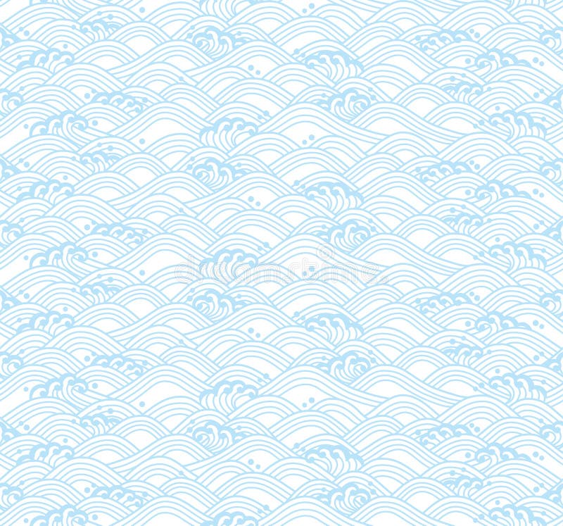 Light Blue Background with Japanese Waves. Stock Vector - Illustration ...