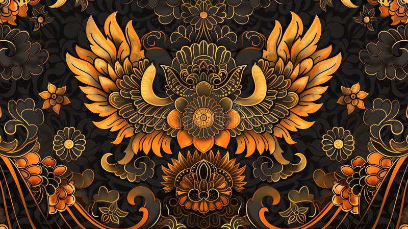 Background of Javanese Batik Motif Pattern, Indonesian Batik Motifs with Very Distinctive Plant ...