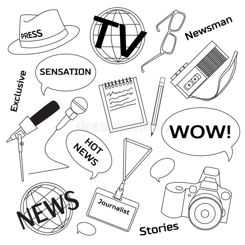 Background with Journalism Icons. Stock Vector - Illustration of ...