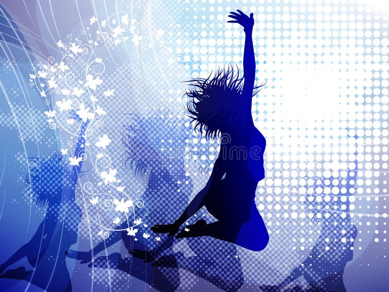 Background with Jumping Girl Stock Vector - Illustration of pose ...