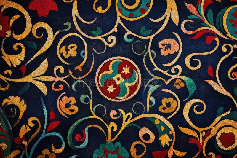 Background with Kazakh Pattern Stock Illustration - Illustration of ...