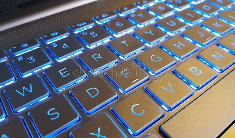 Background of Keyboard with Blue LED Lighting Stock Image - Image of ...