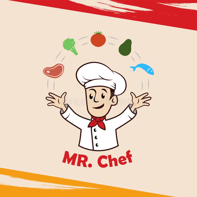 Background Kitchen Chef Design, the Chef Juggles Food. Stock Vector ...