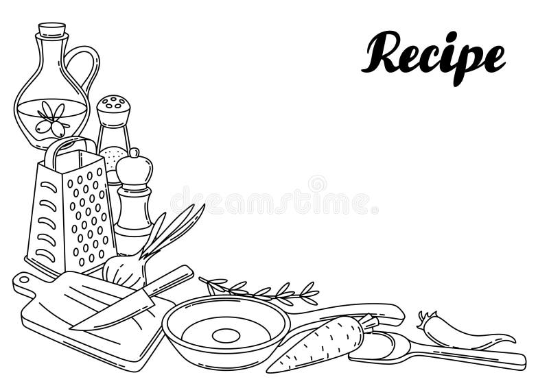 Background with Kitchen Utensils. Cooking Tools for Home and Recipe ...