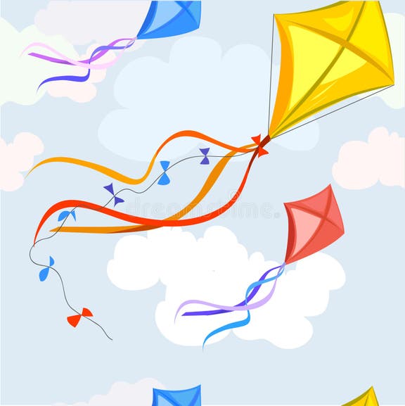 Background with a Kite, Seamless Texture Stock Vector - Illustration of ...